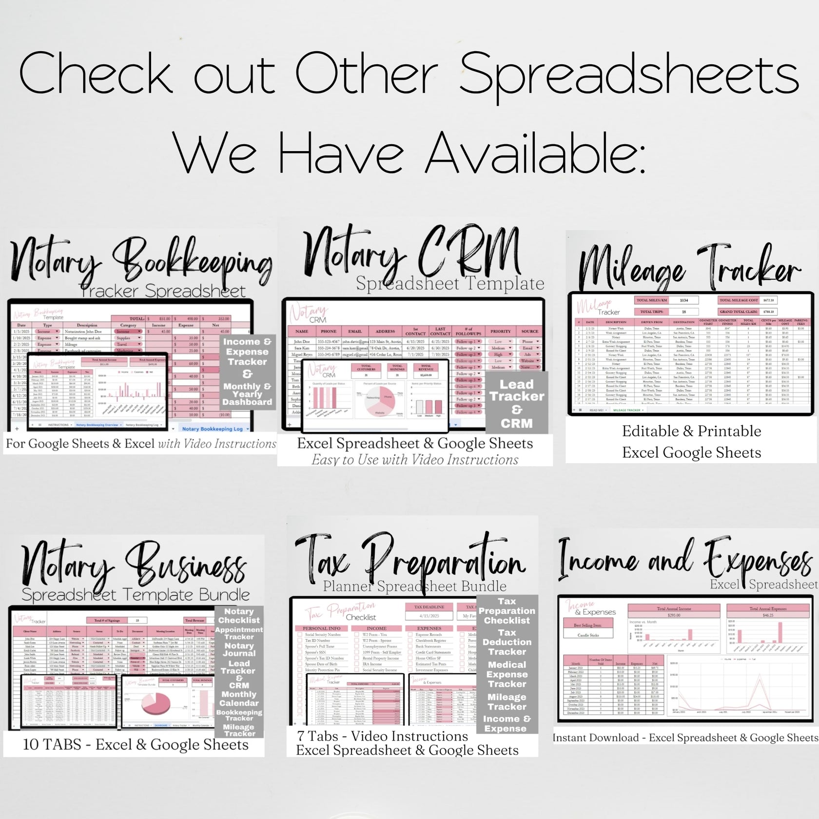 Notary Checklist Template for Google Sheets and Excel Spreadsheet ...