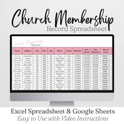 Church Membership Record Google Sheet and Excel Spreadsheet – Savvy and ...