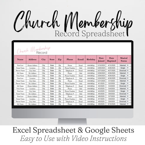 Church Membership Record Google Sheet and Excel Spreadsheet – Savvy and ...