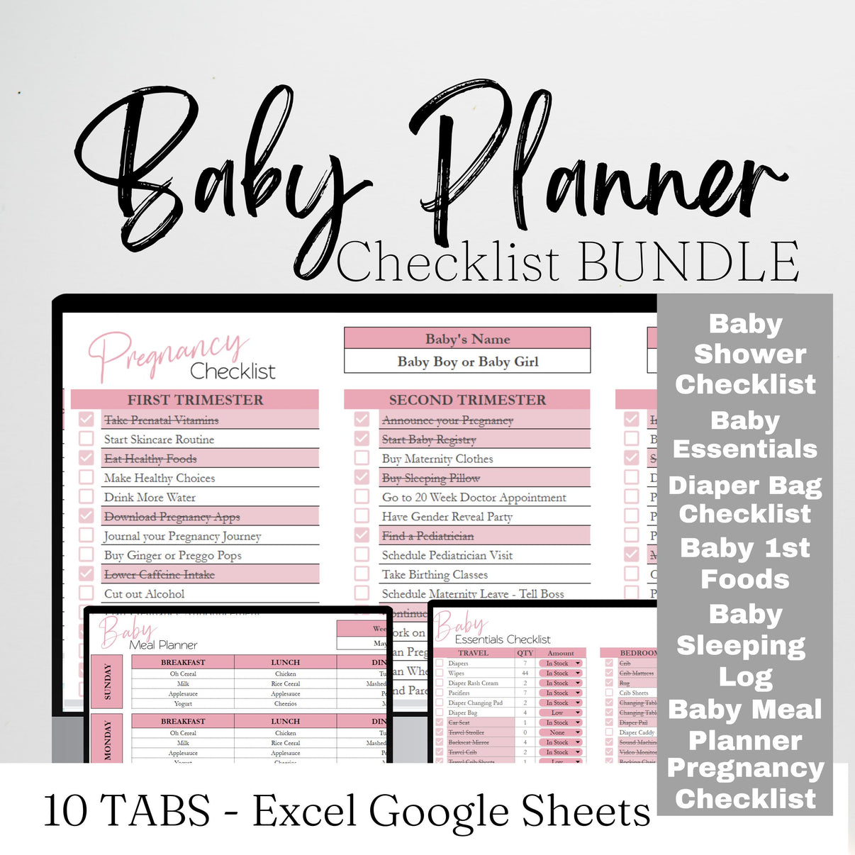 Baby Planner Template Bundle Google Sheet and Excel Spreadsheet – Savvy ...