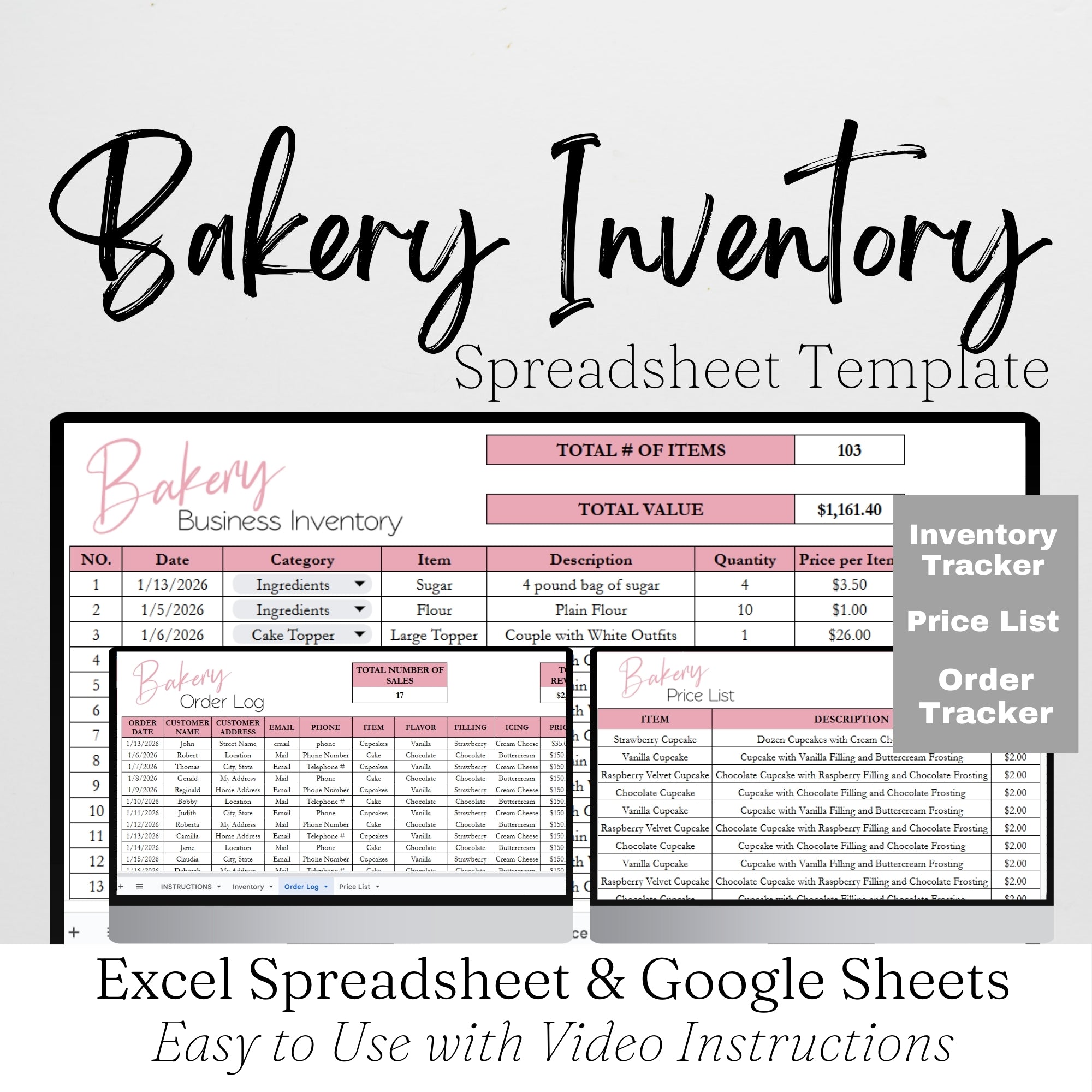 Bakery Inventory Spreadsheet Google Sheet and Excel Spreadsheet – Savvy ...