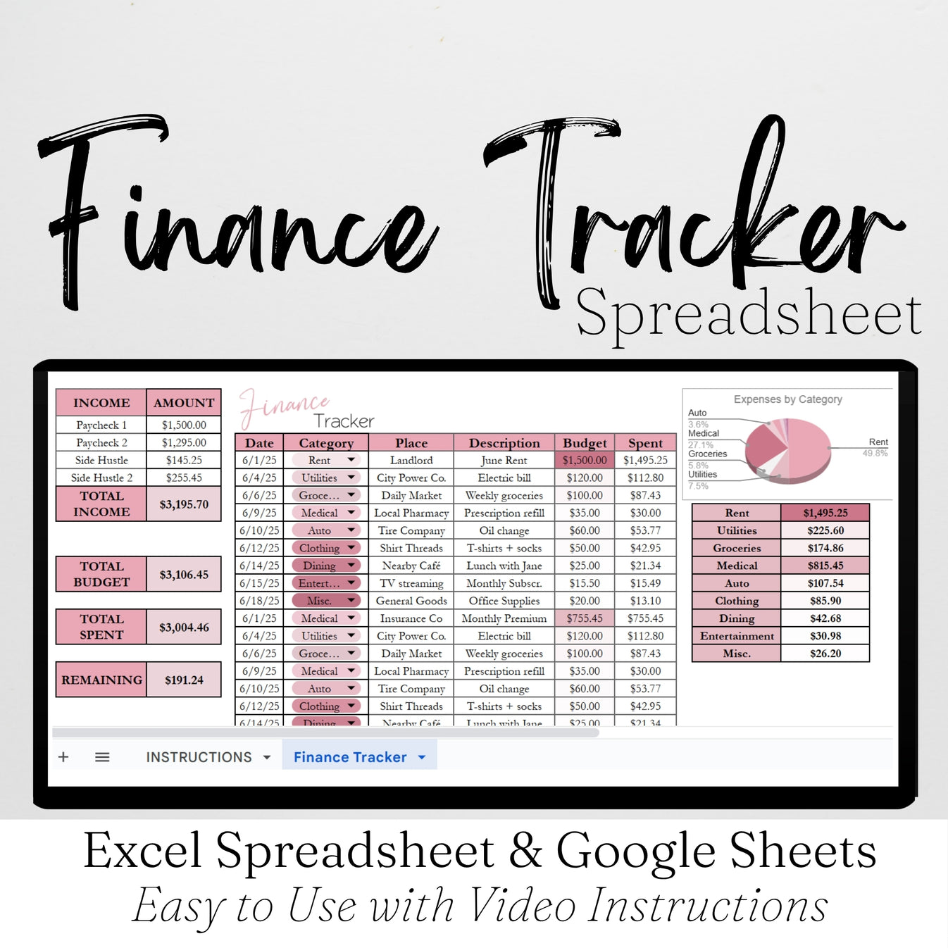 Finance Tracker Google Sheets and Excel Spreadsheet – Savvy and Thriving