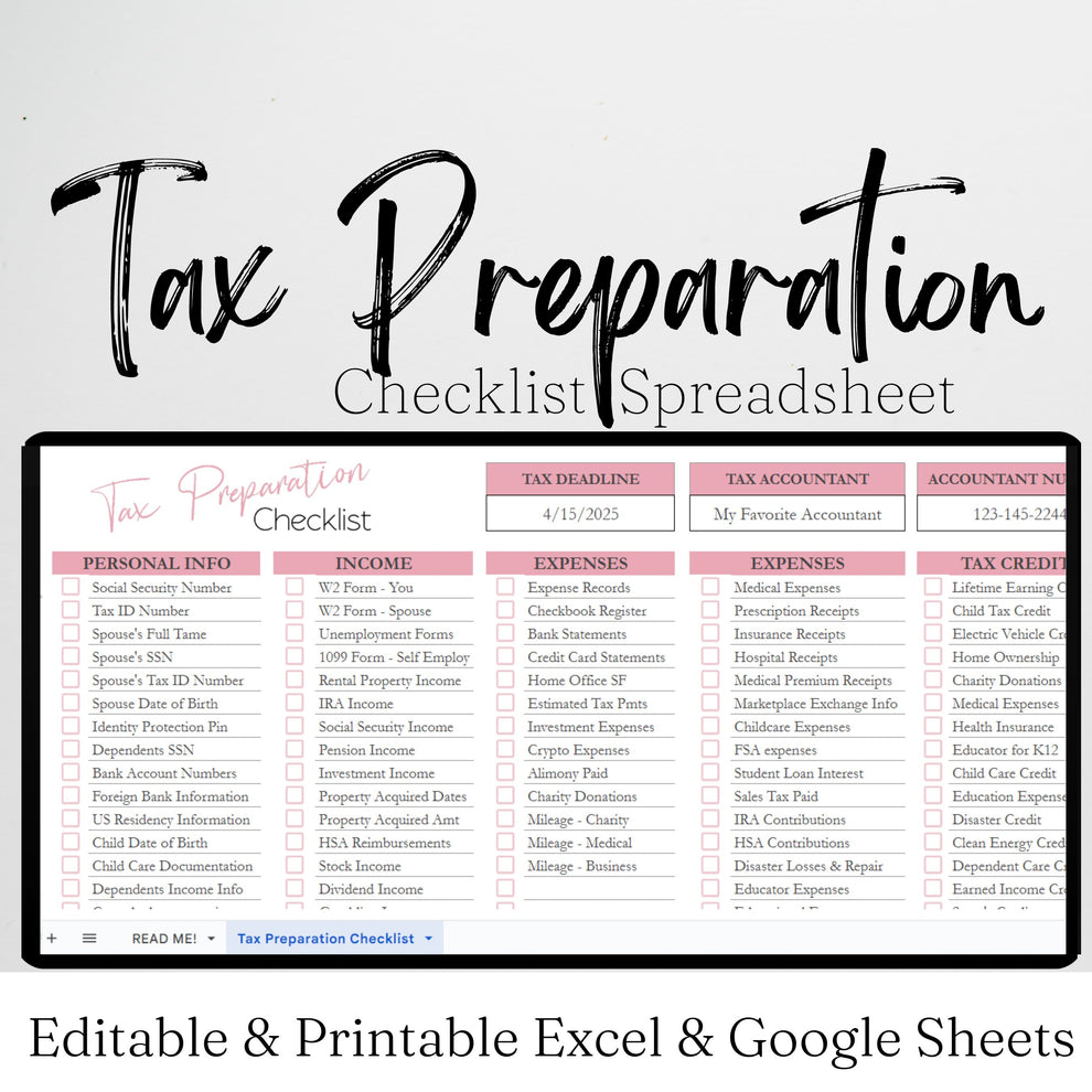 Tax Prep Checklist Google Sheet – Savvy and Thriving