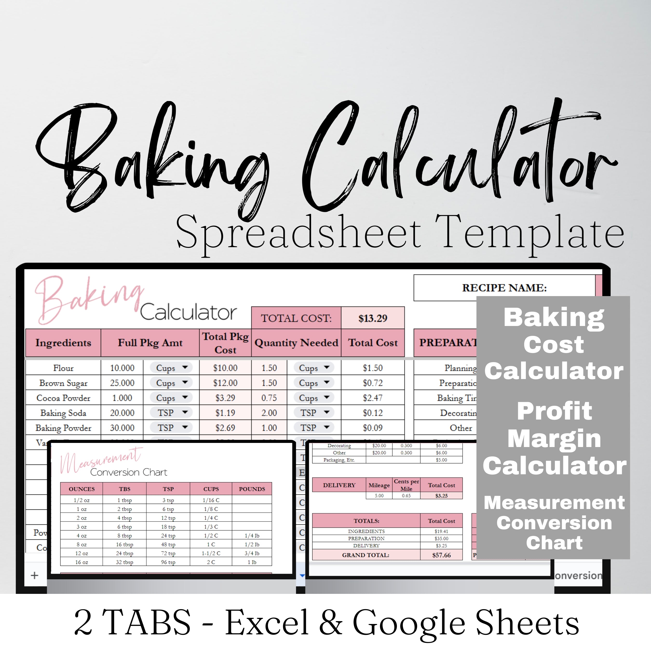 Baking Calculator Template Google Sheet and Excel Spreadsheet – Savvy ...