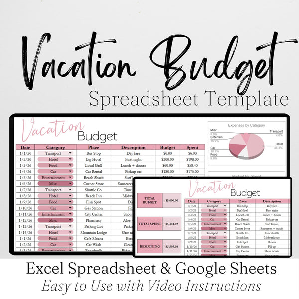 Vacation Budget Template Google Sheets and Excel Spreadsheet – Savvy ...