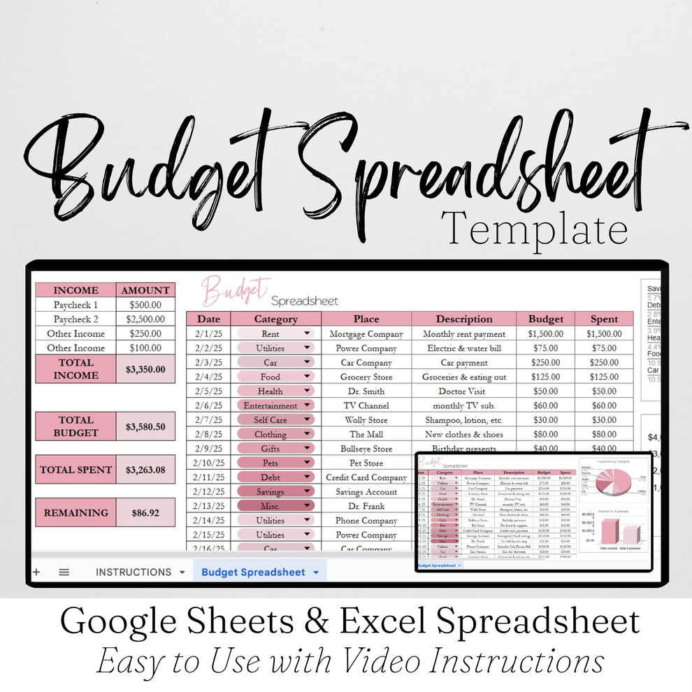 Budget Spreadsheet Template Google Sheets and Excel – Savvy and Thriving