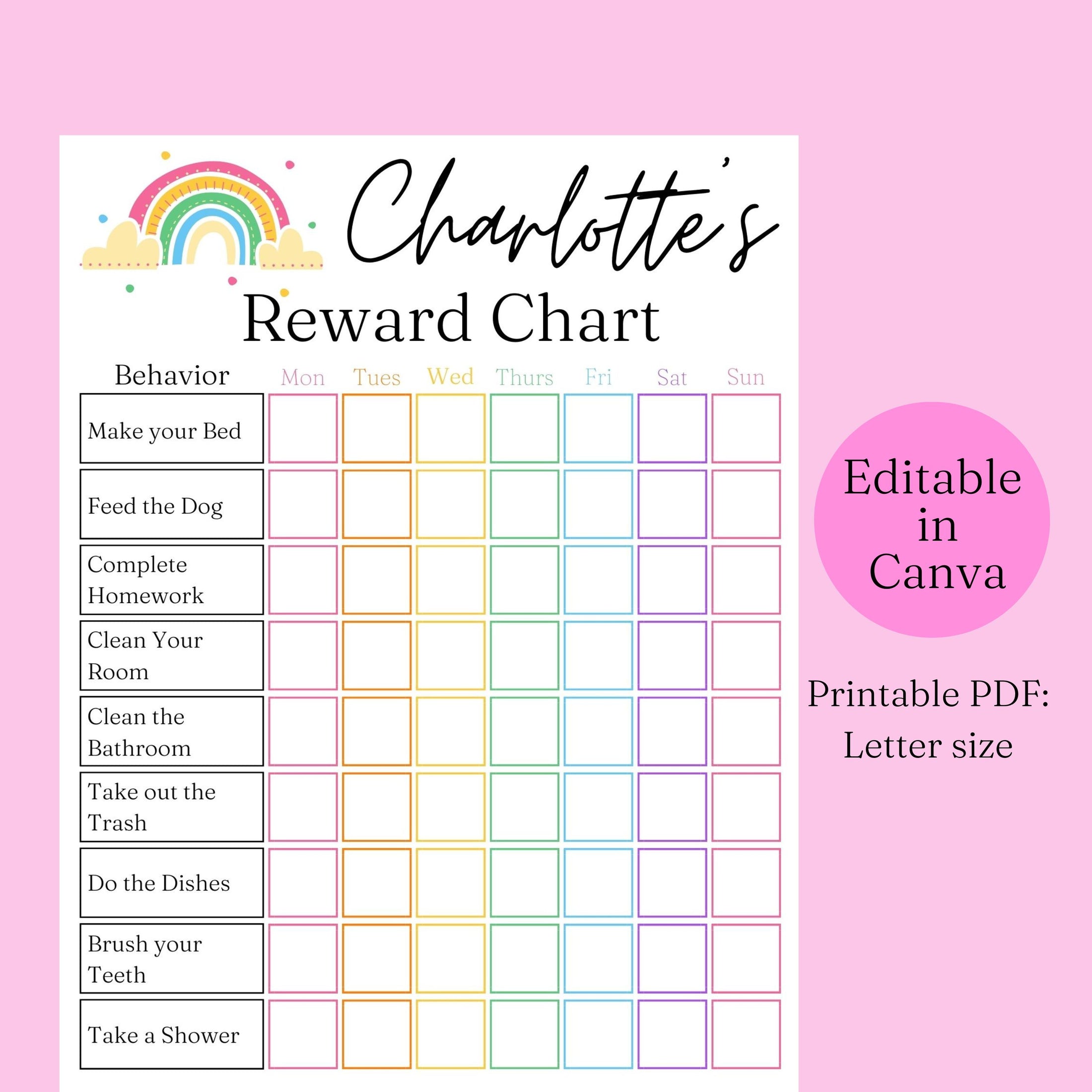 Reward Chart Google Sheet and Excel Spreadsheet – Savvy and Thriving