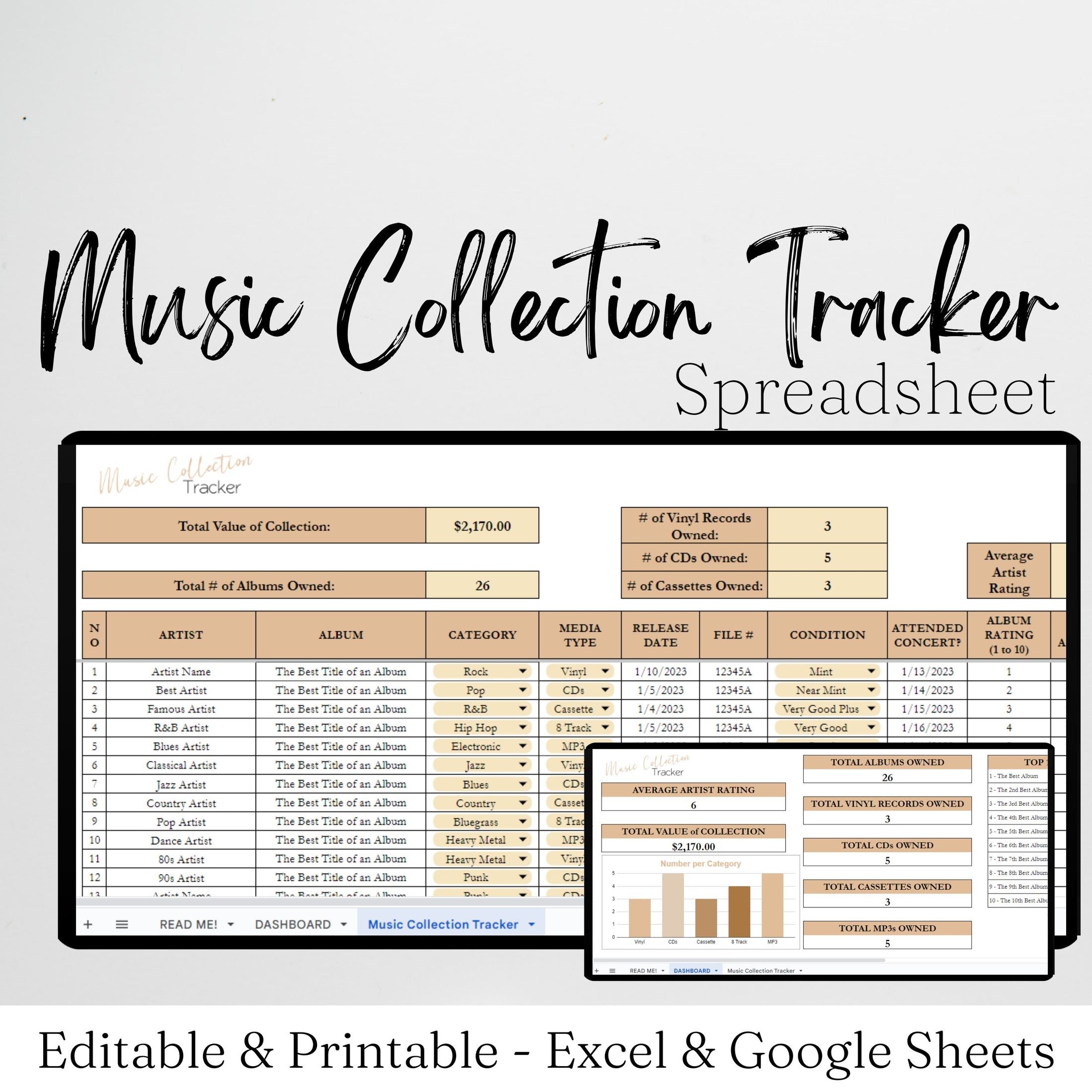 Music Collection Tracker Spreadsheet Google Sheet – Savvy and Thriving
