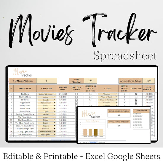 Movie Tracker Google Sheet and Excel Spreadsheet – Savvy and Thriving