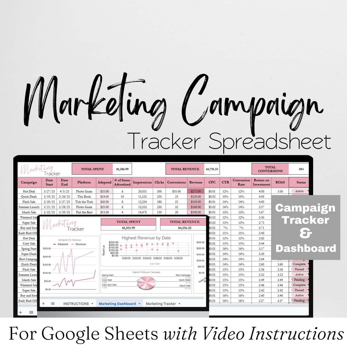 Marketing Campaign Tracker Template Google Sheets – Savvy and Thriving