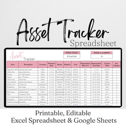 Asset Tracker Template Google Sheets and Excel Spreadsheet – Savvy and ...