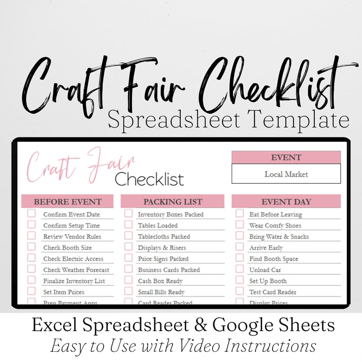 Craft Fair Checklist Template Google Sheets and Excel Spreadsheet ...