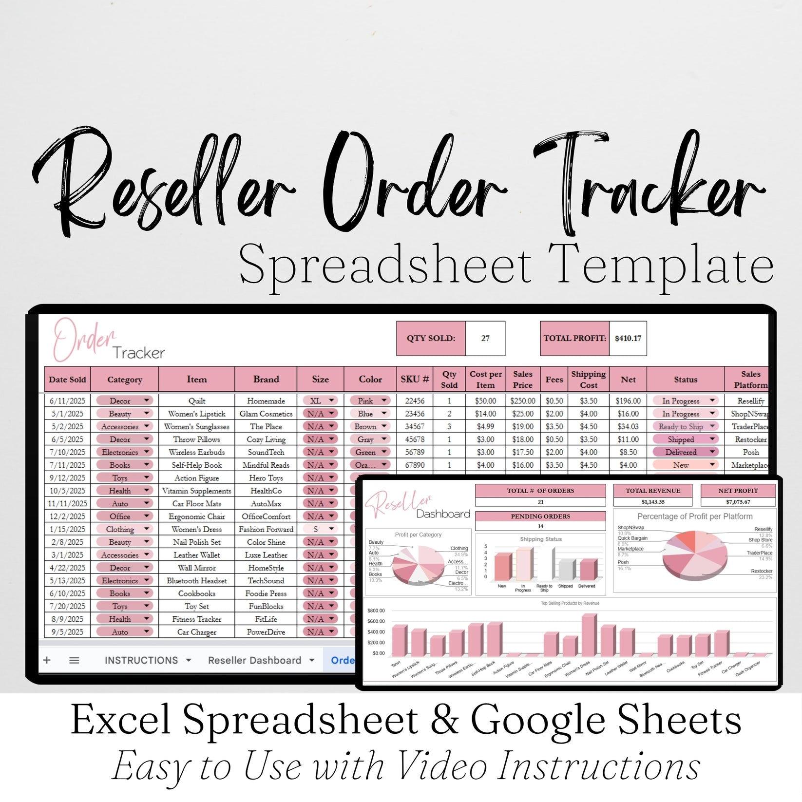 Reseller Order Tracker Template Google Sheets and Excel Spreadsheet ...