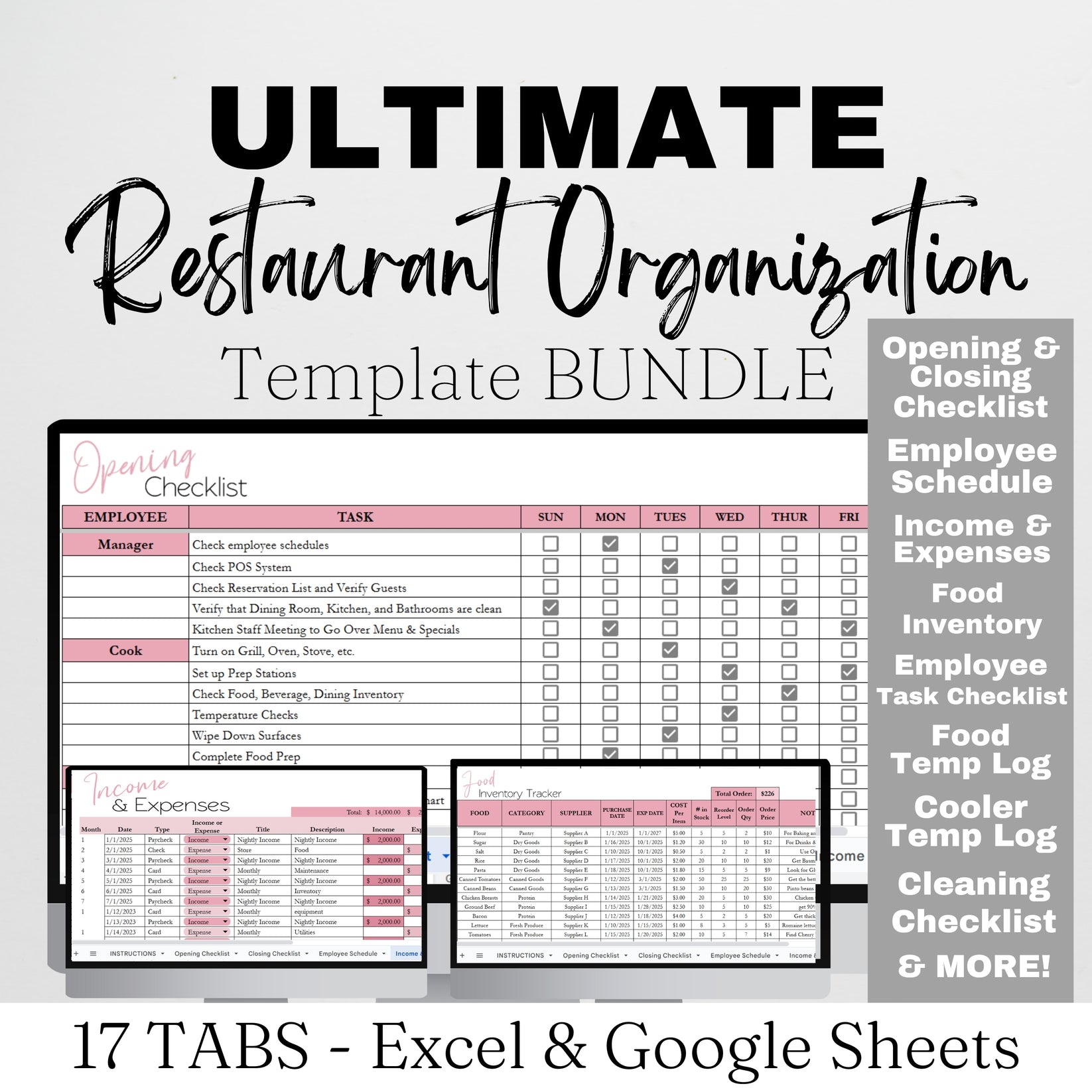 Restaurant Management Templates - Google Sheets & Excel Spreadsheet ...