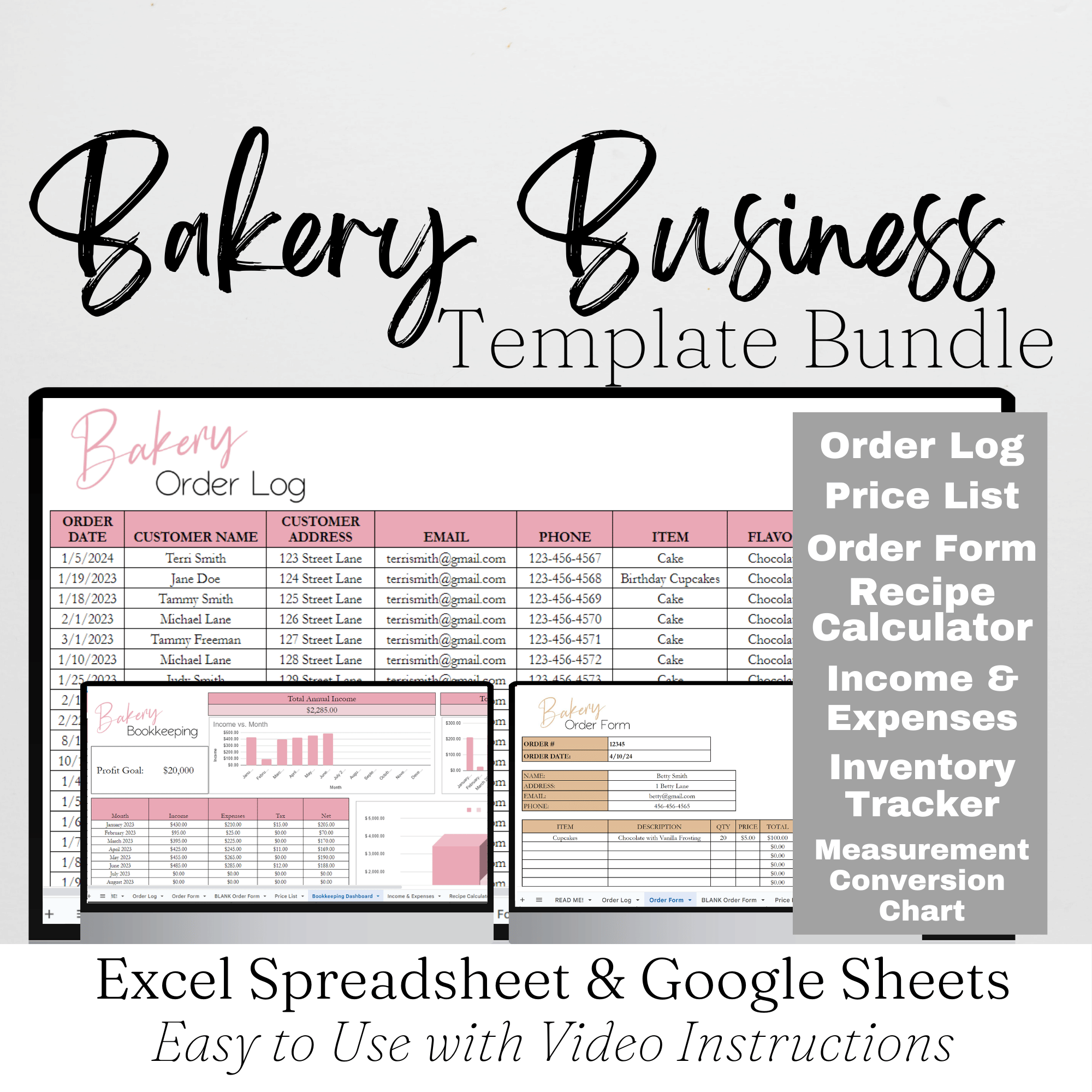 Bakery Business Template Bundle Google Sheet and Excel Spreadsheet ...