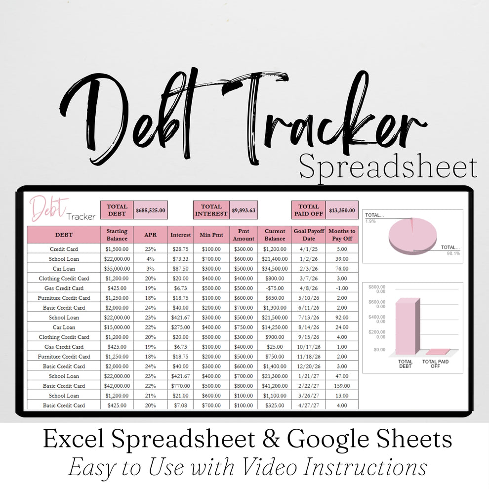 Debt Tracker Google Sheets Template and Excel Spreadsheet – Savvy and ...