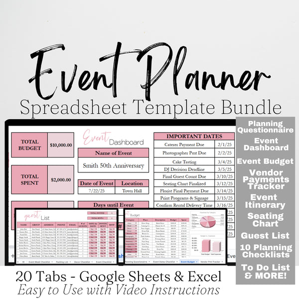 Event Planner Template for Google Sheets and Excel Spreadsheet – Savvy ...