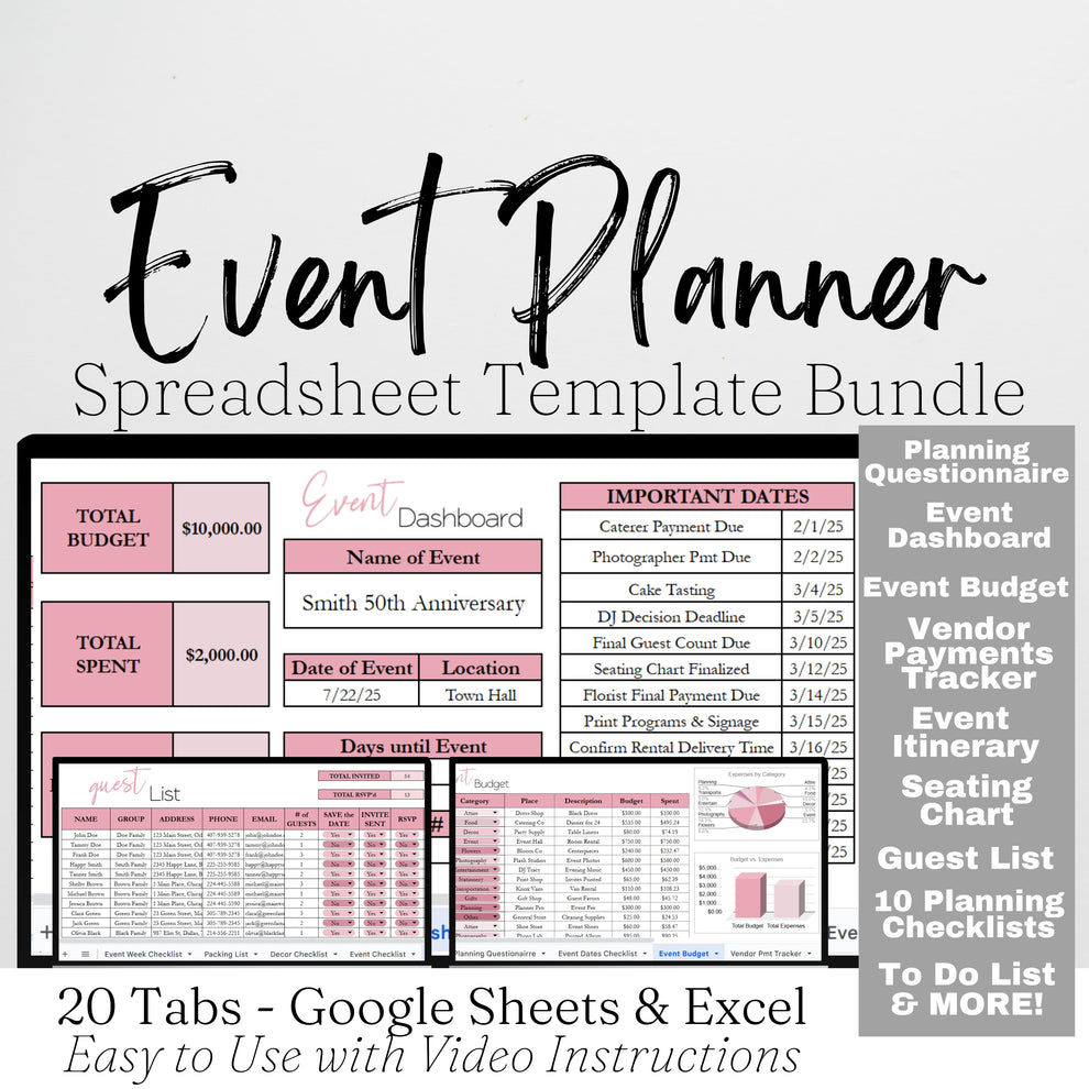 Event Planner Template for Google Sheets and Excel Spreadsheet – Savvy ...