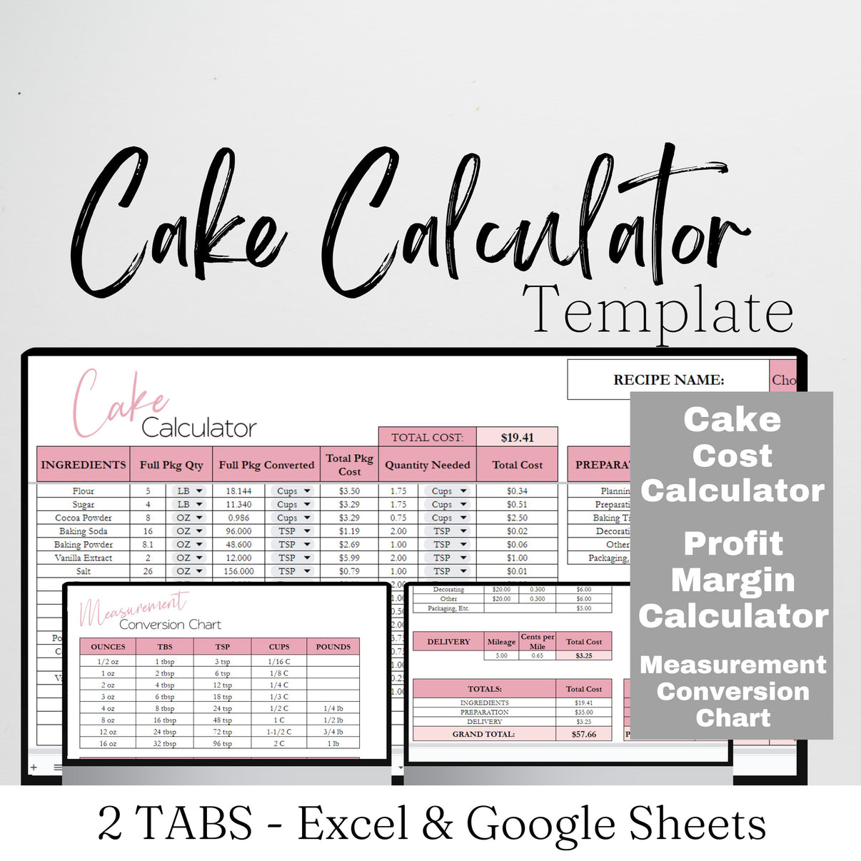 Cake Calculator Template Google Sheets and Excel Spreadsheet – Savvy ...
