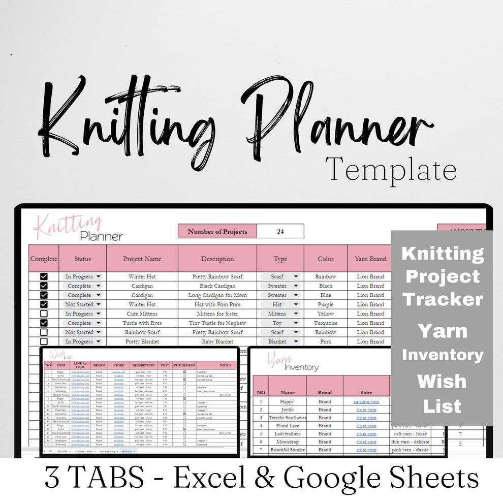 Knitting Planner Google Sheet and Excel Spreadsheets – Savvy and Thriving