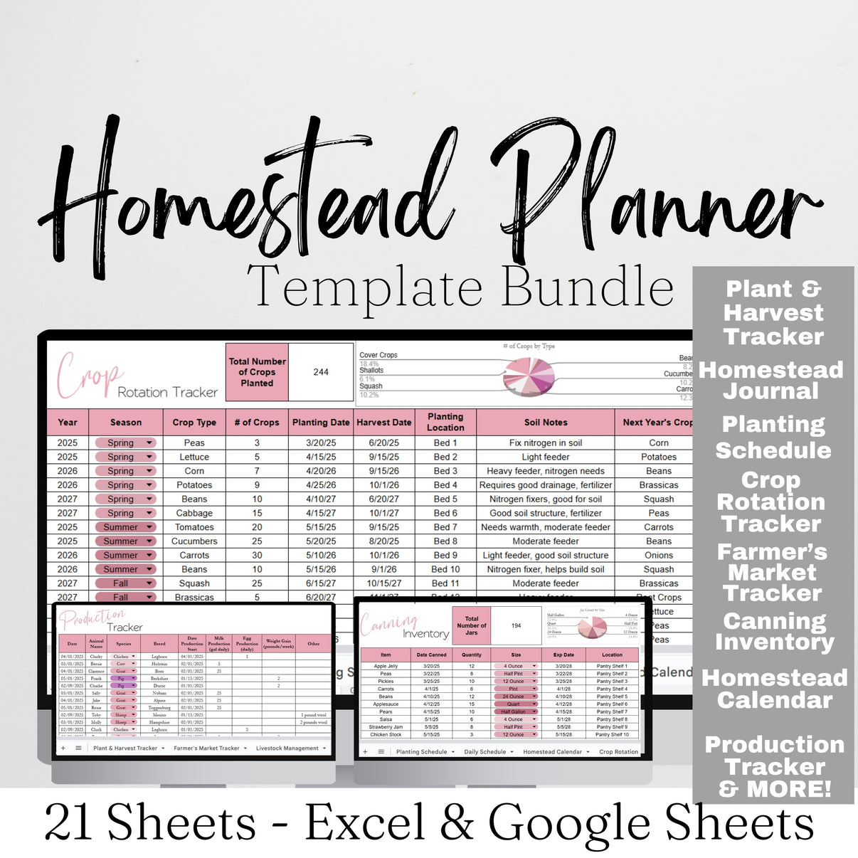 Homestead Planner Template Google Sheet and Excel Spreadsheet – Savvy ...
