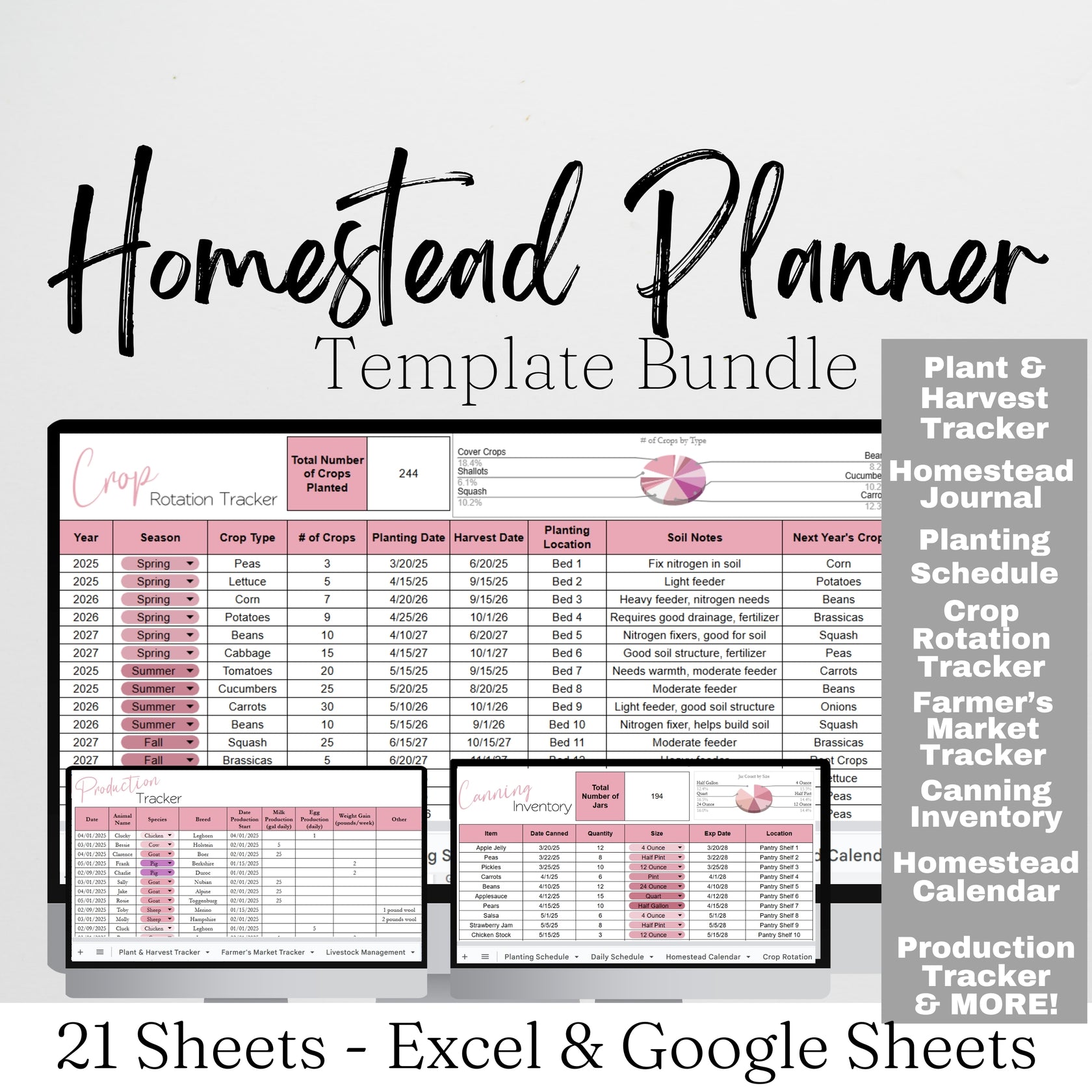 Homestead Planner Template Google Sheet and Excel Spreadsheet – Savvy ...