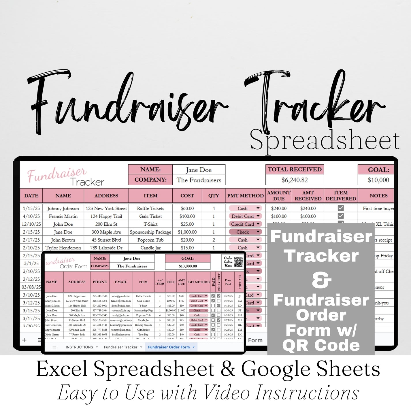 Fundraiser Tracker Template Google Sheets and Excel Spreadsheet – Savvy ...