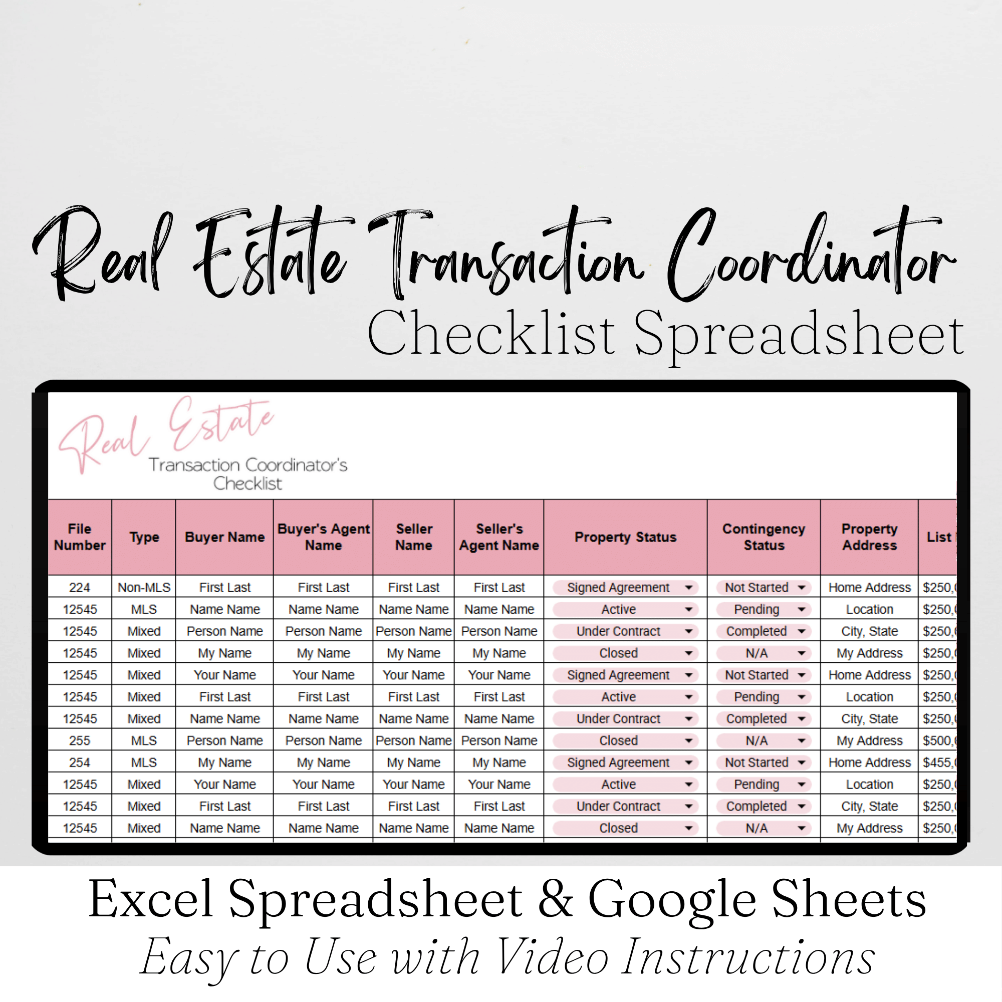 Real Estate Transaction Coordination Checklist Template Google Sheets ...