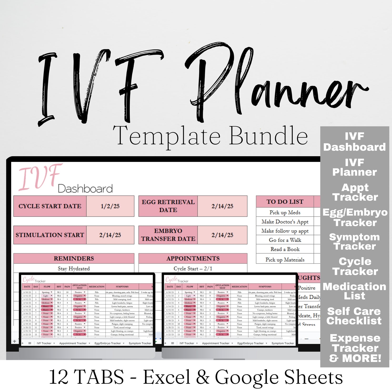 IVF Planner Template Bundle Google Sheet and Excel Spreadsheet – Savvy ...