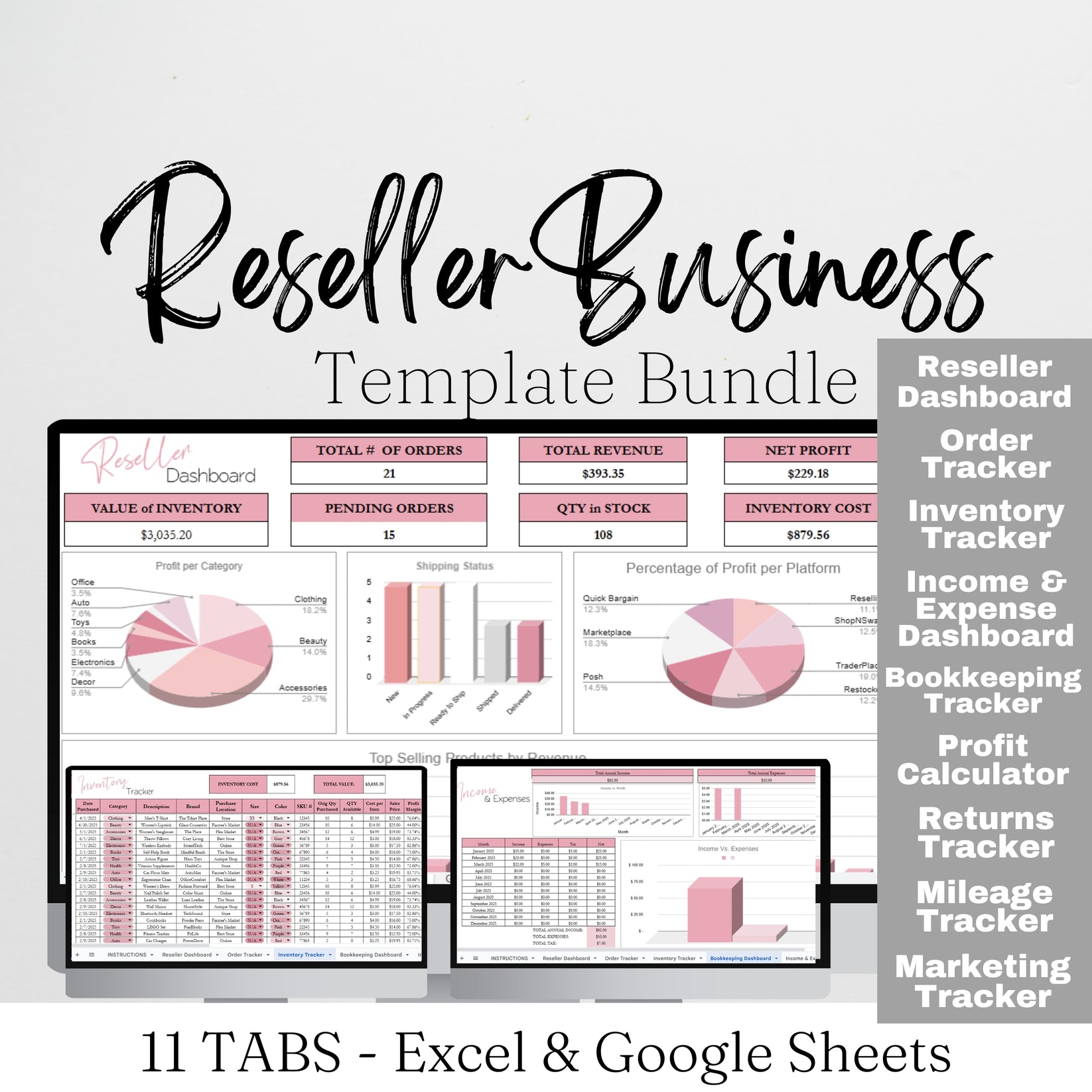 Reseller Business Planner Template Google Sheet and Excel Spreadsheet ...