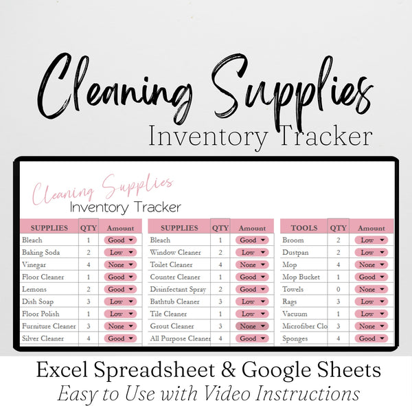 Cleaning Supplies Inventory Tracker Template Google Sheets and Excel S ...
