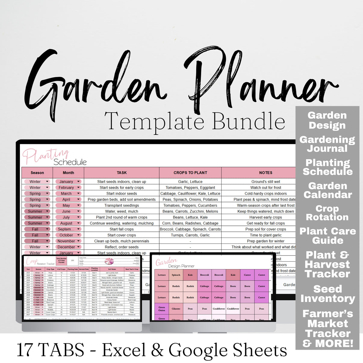 Garden Planner Template Excel Spreadsheet and Google Sheets – Savvy and ...
