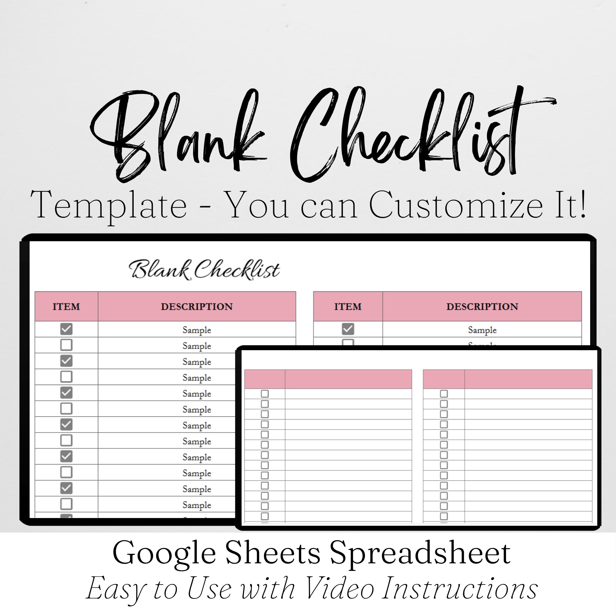 Blank Checklist Template Google Sheets Spreadsheet - Editable Blank Li ...