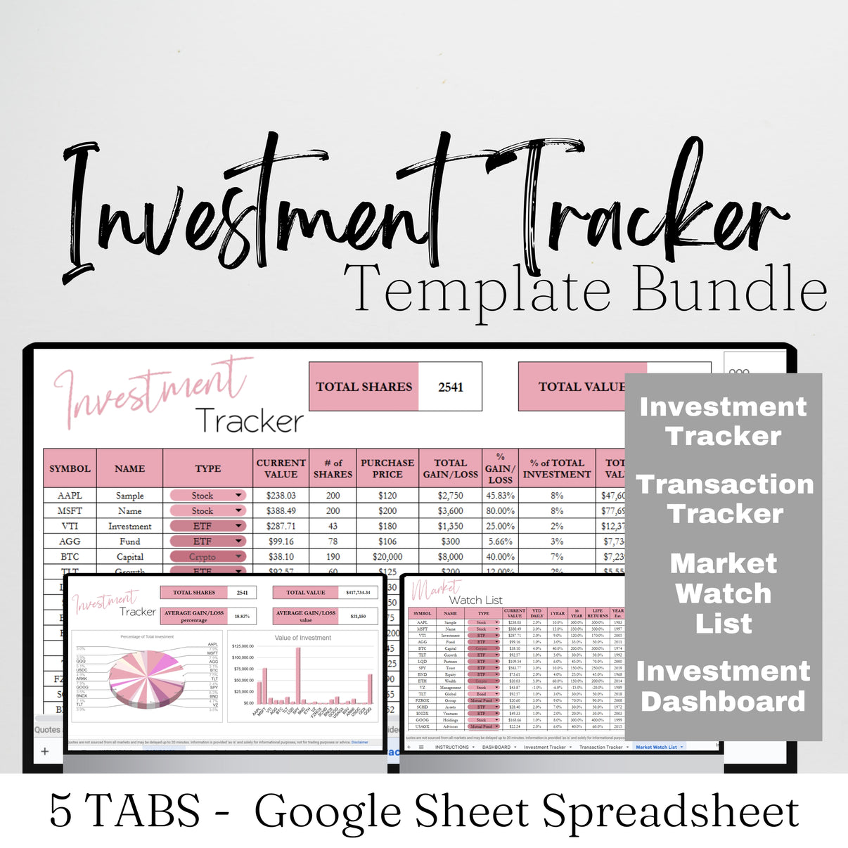 Investment Tracker Template Spreadsheet Google Sheet – Savvy and Thriving