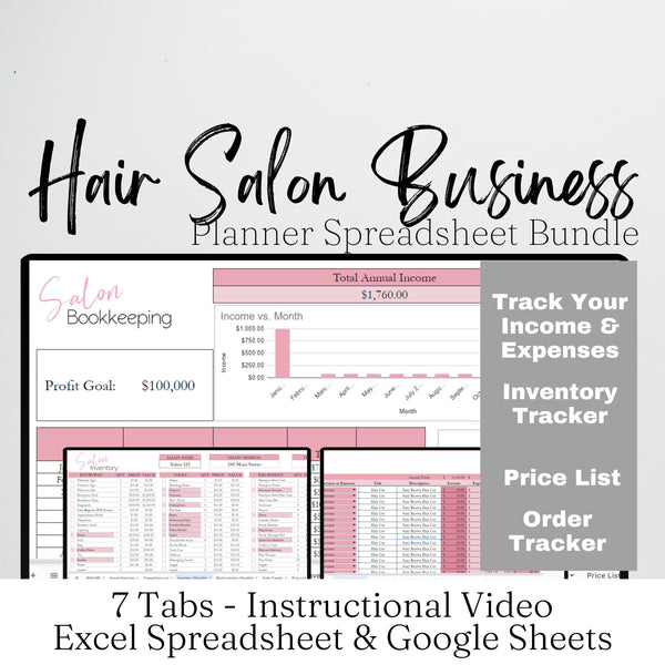 Hair Salon Business Bundle Template Google Sheets Excel Spreadsheet ...
