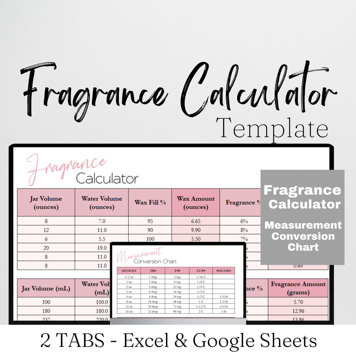 Fragrance Calculator Template Google Sheet and Excel Spreadsheet ...