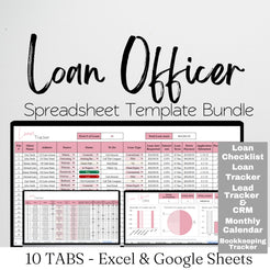 Loan Officer Template Spreadsheet Bundle Google Sheet and Excel Spread ...