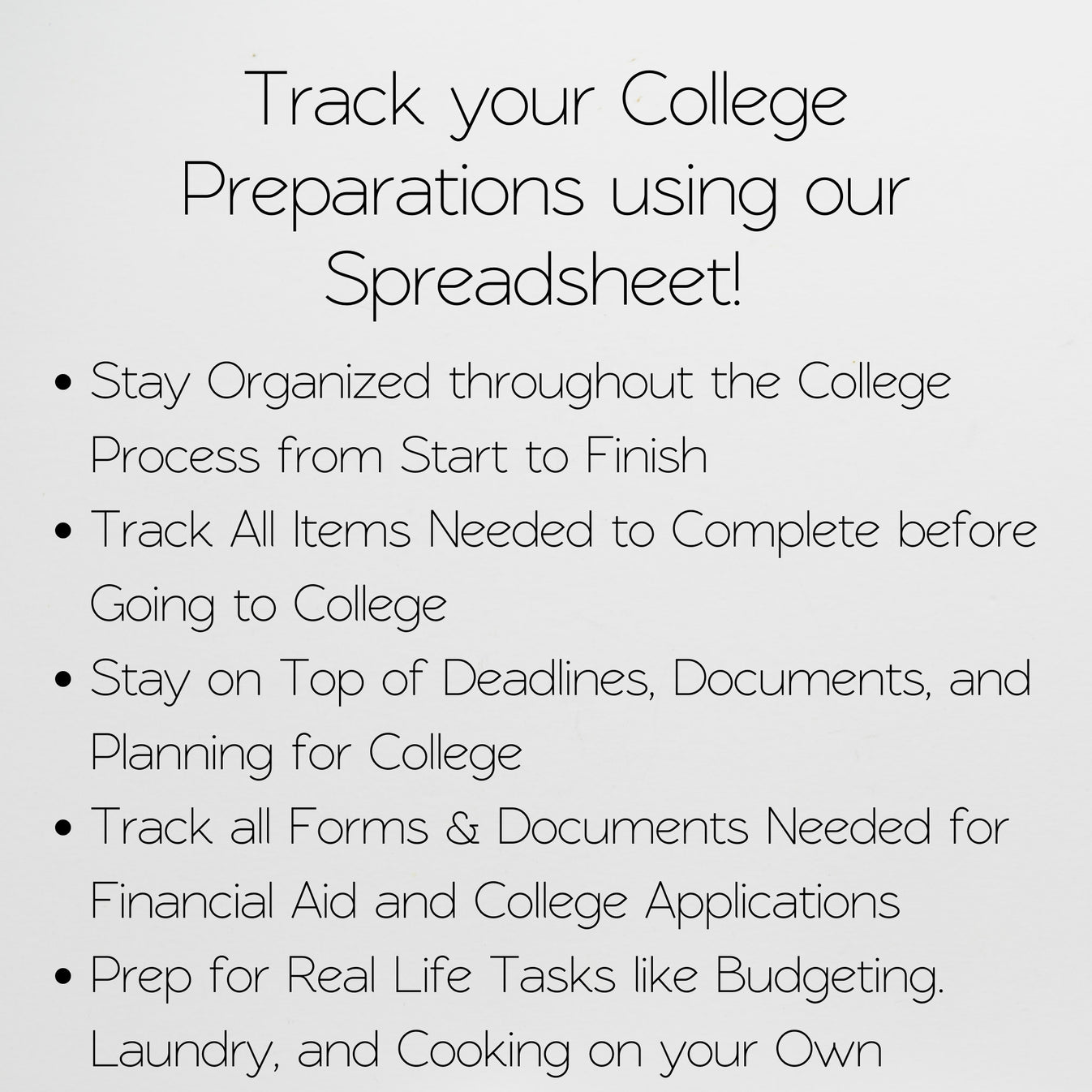 College Planning Checklist Template for Google Sheets and Excel Spread ...
