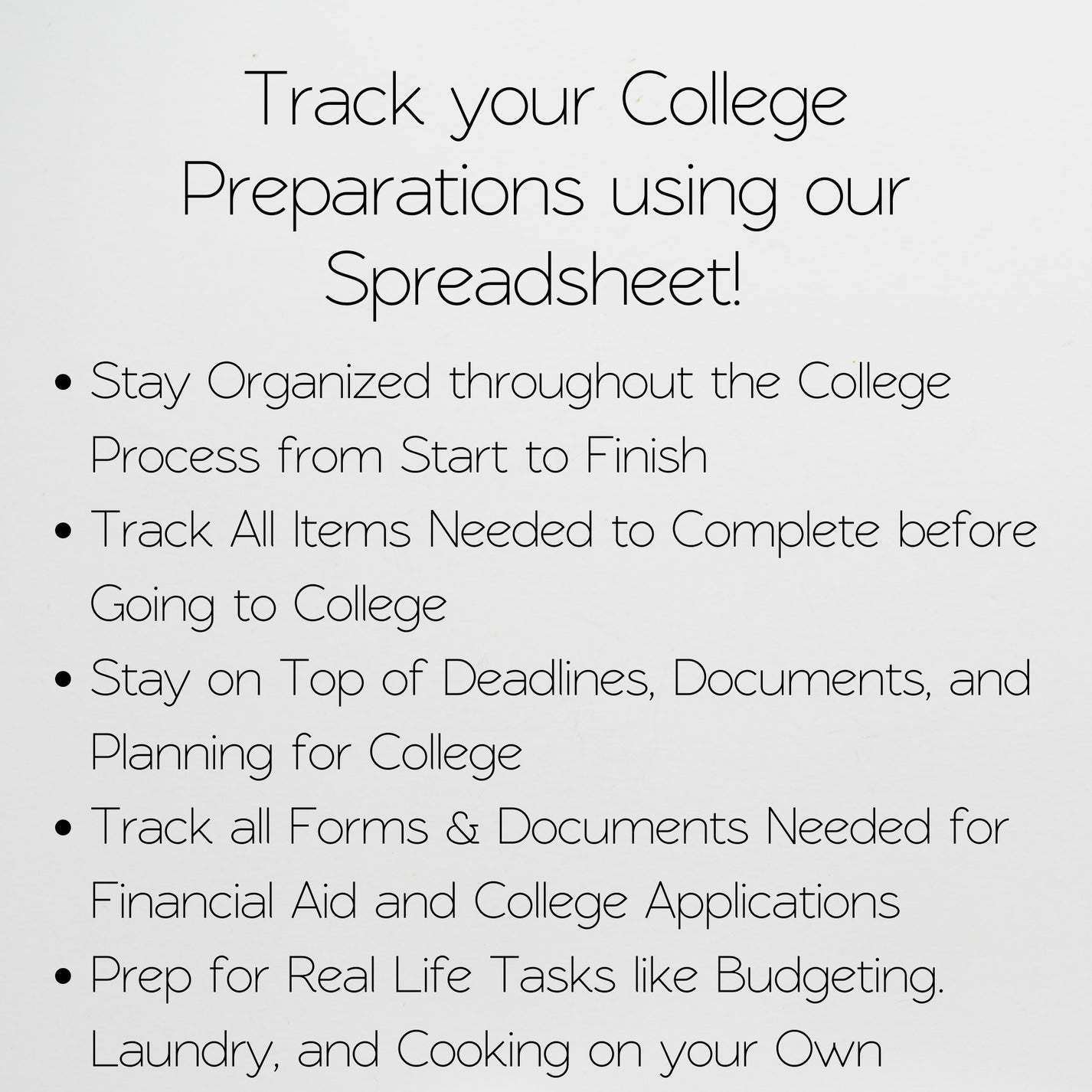 College Planning Checklist Template for Google Sheets and Excel Spread ...