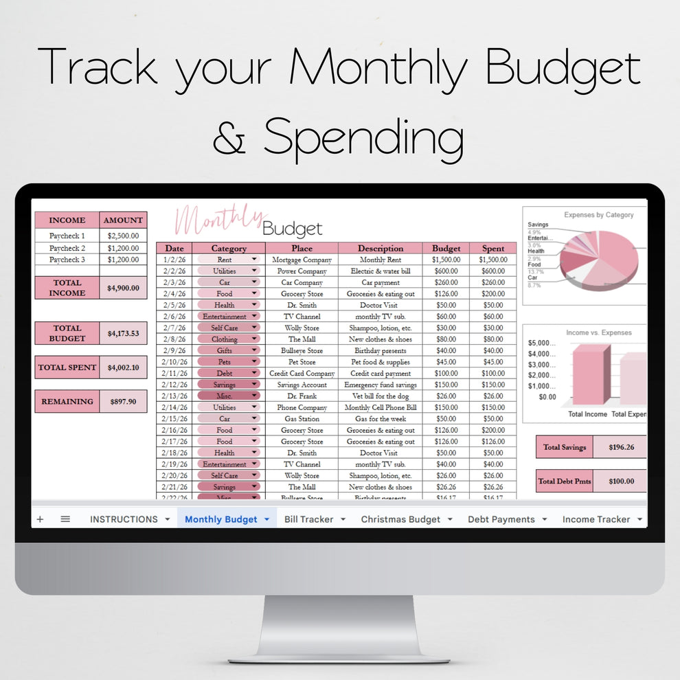 Budget Spreadsheet Template Bundle Google Sheets and Excel Spreadsheet ...