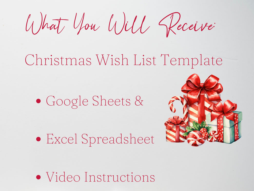 Christmas Wish List Template Google Sheets and Excel Spreadsheet ...