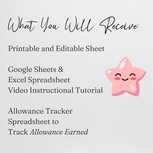 Allowance Tracker Spreadsheet for Kids Template Excel and Google Sheet ...