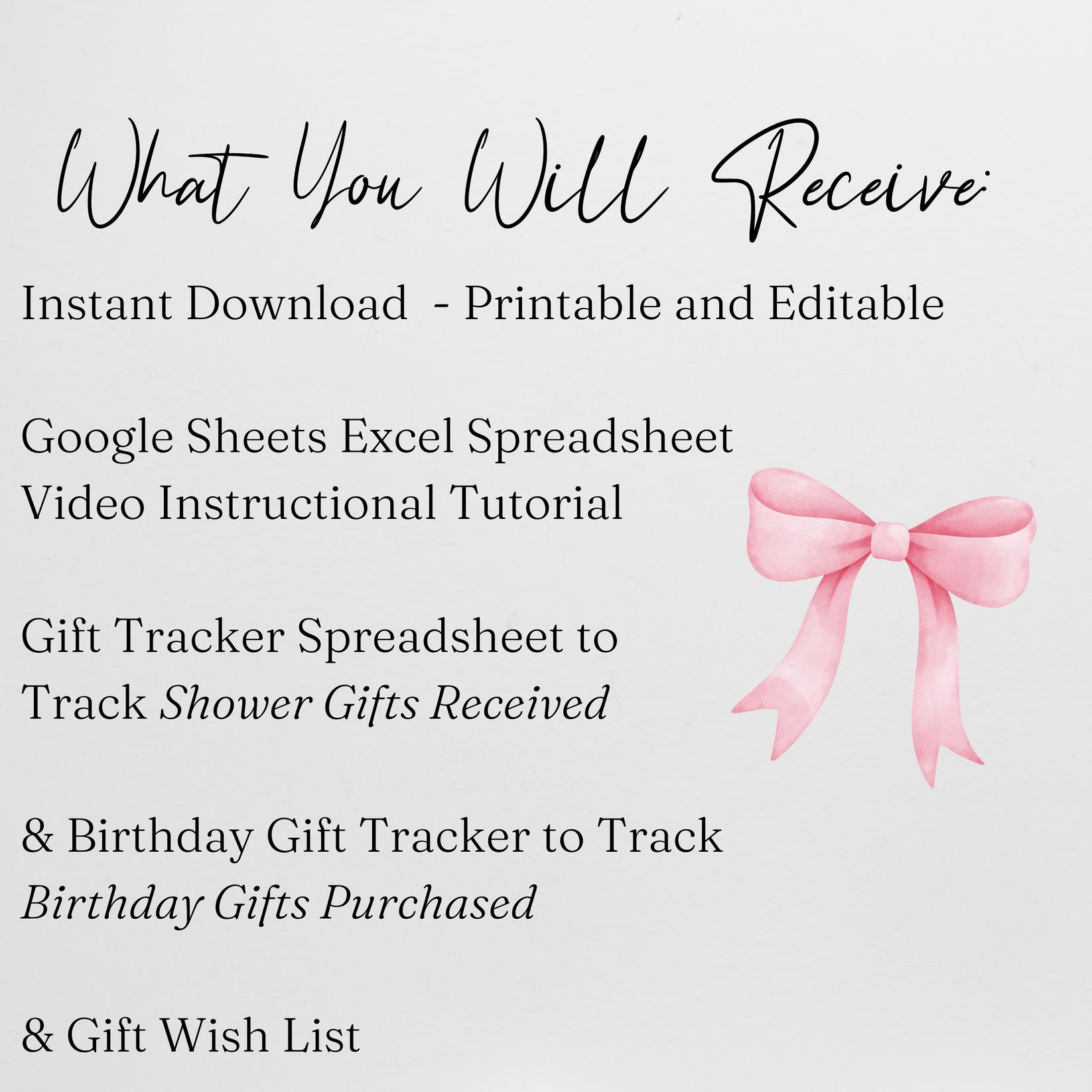 Gift Tracker for Baby Shower Gift Log, Bridal Shower Gift List Templat ...