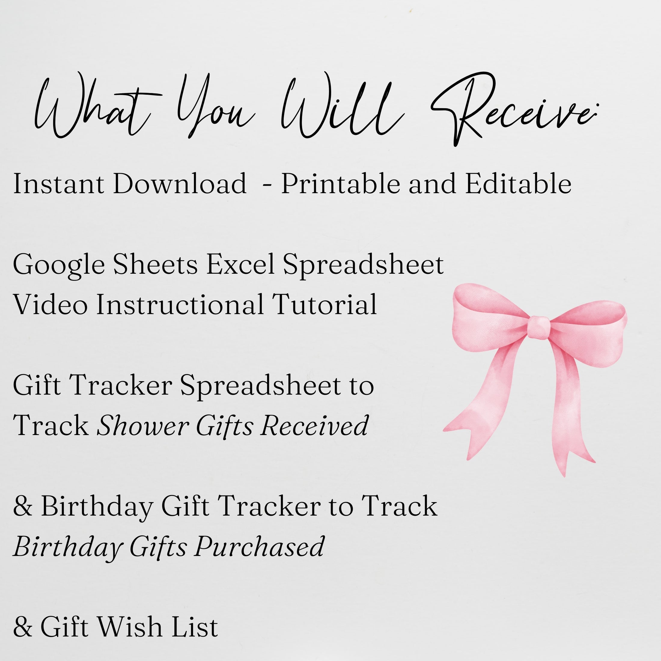 Gift Tracker for Baby Shower Gift Log, Bridal Shower Gift List Templat ...