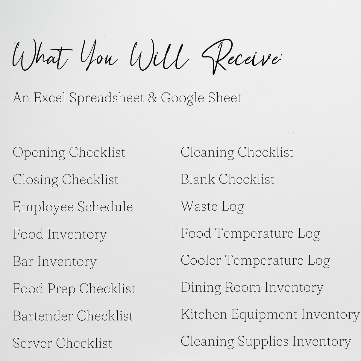 Restaurant Management Templates - Google Sheets & Excel Spreadsheet ...