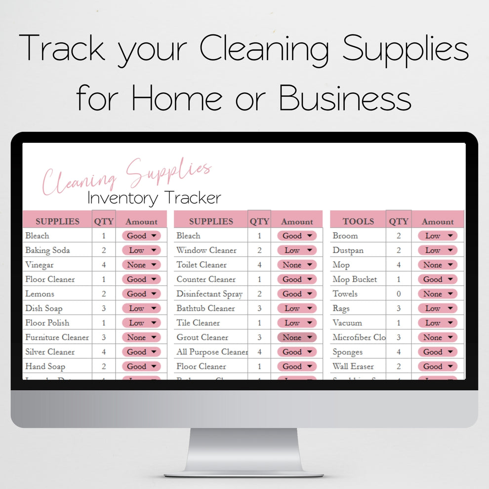 Cleaning Supplies Inventory Tracker Template Google Sheets and Excel S ...