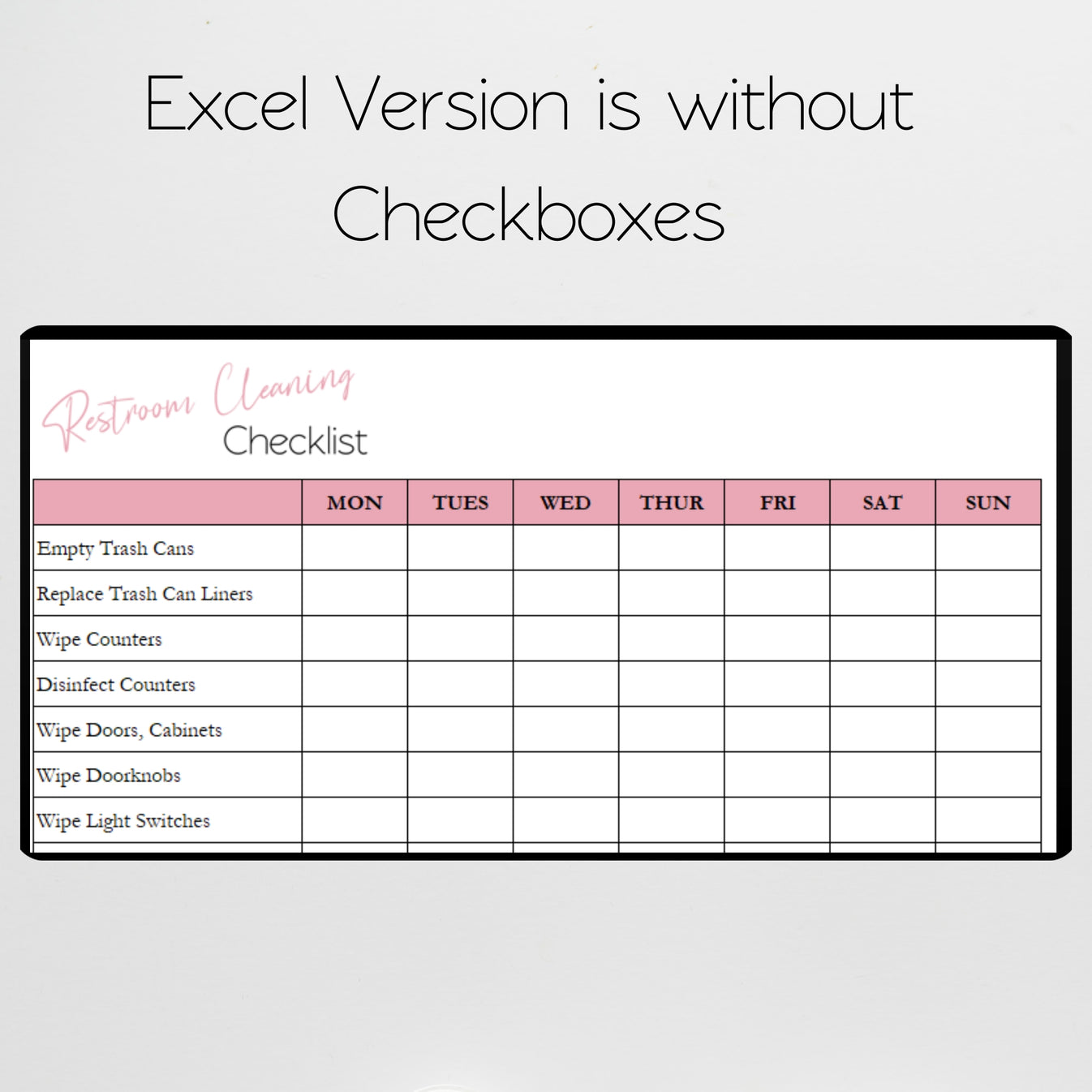 Bathroom Cleaning Checklist Google Sheets and Excel Spreadsheet – Savvy ...