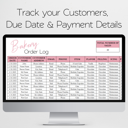 Bakery Order Tracker Template Google Sheets and Excel Spreadsheet ...