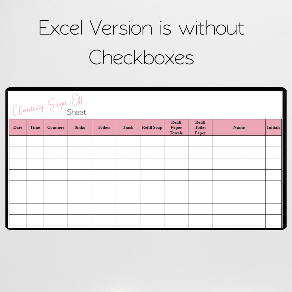Bathroom Cleaning Sign Off Sheet Google Sheets and Excel Spreadsheet ...