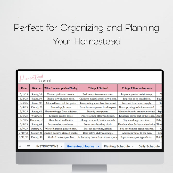 Homestead Planner Template Google Sheet and Excel Spreadsheet – Savvy ...